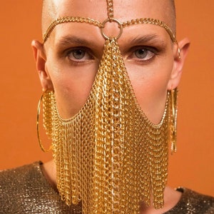 Gold Goddess Face Chain: Festival Body Jewelry Headpiece - Etsy