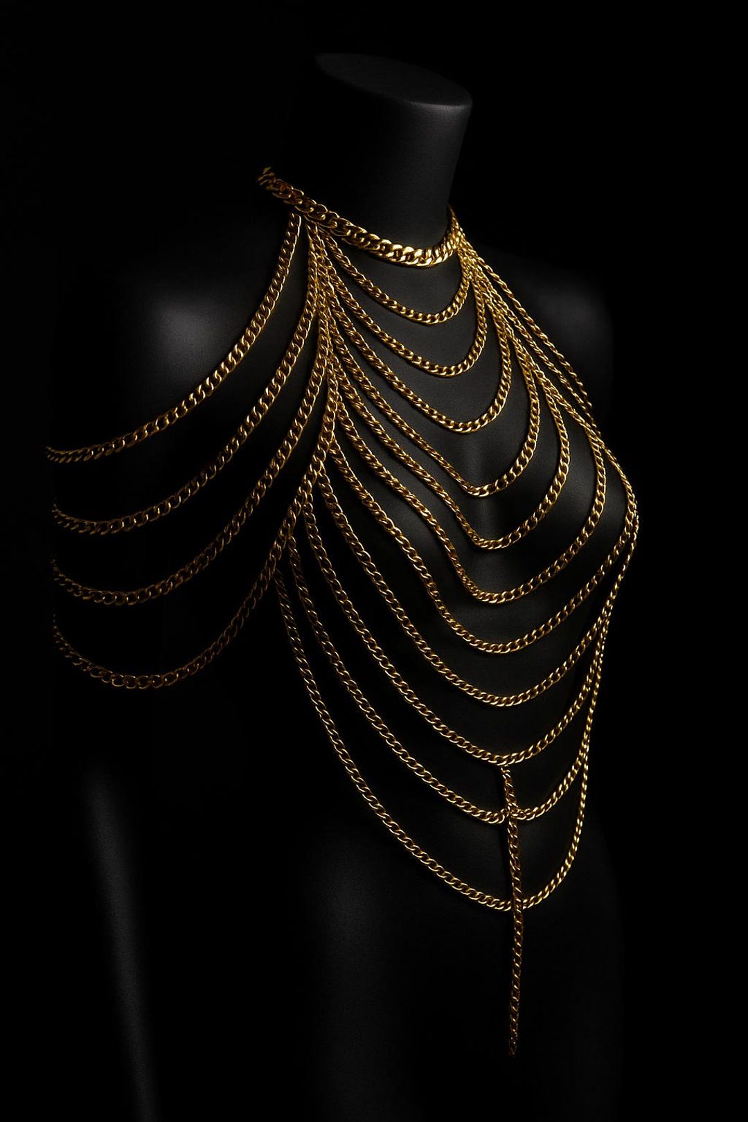 Gold Multi-layer Body Chain – Festival Shoulder Jewelry Harness - Etsy
