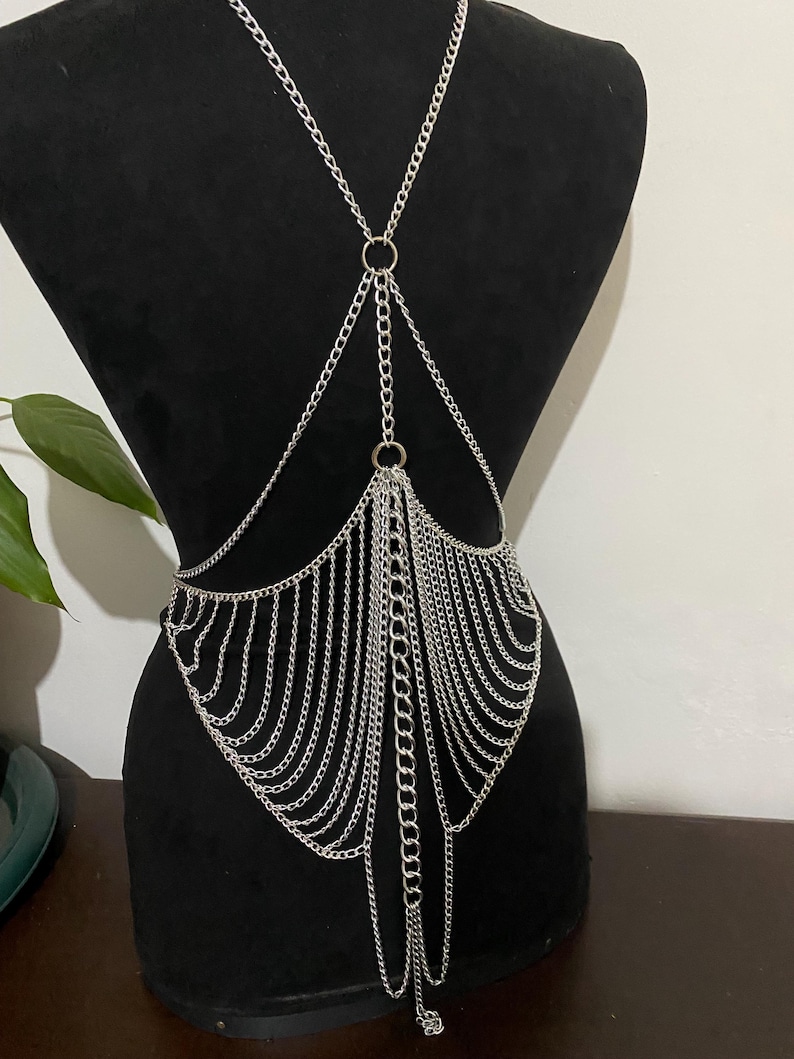 Silver Back Body Chain • Draped Festival Harness Jewelry - Etsy