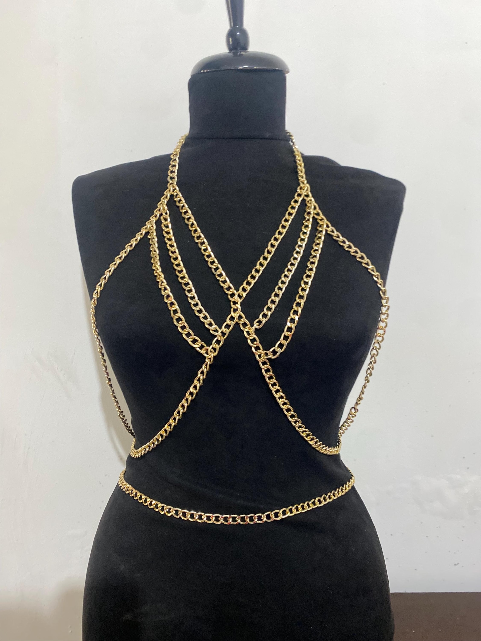 Gold Body Chain Harness, Luxury Layered Gold Body Jewelry, Statement ...