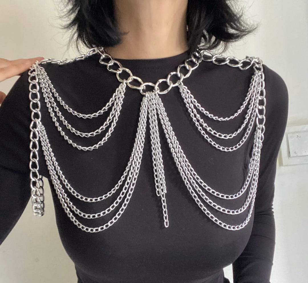 Layered Gold Shoulder Chain: Fringed Boho Body Jewelry - Etsy