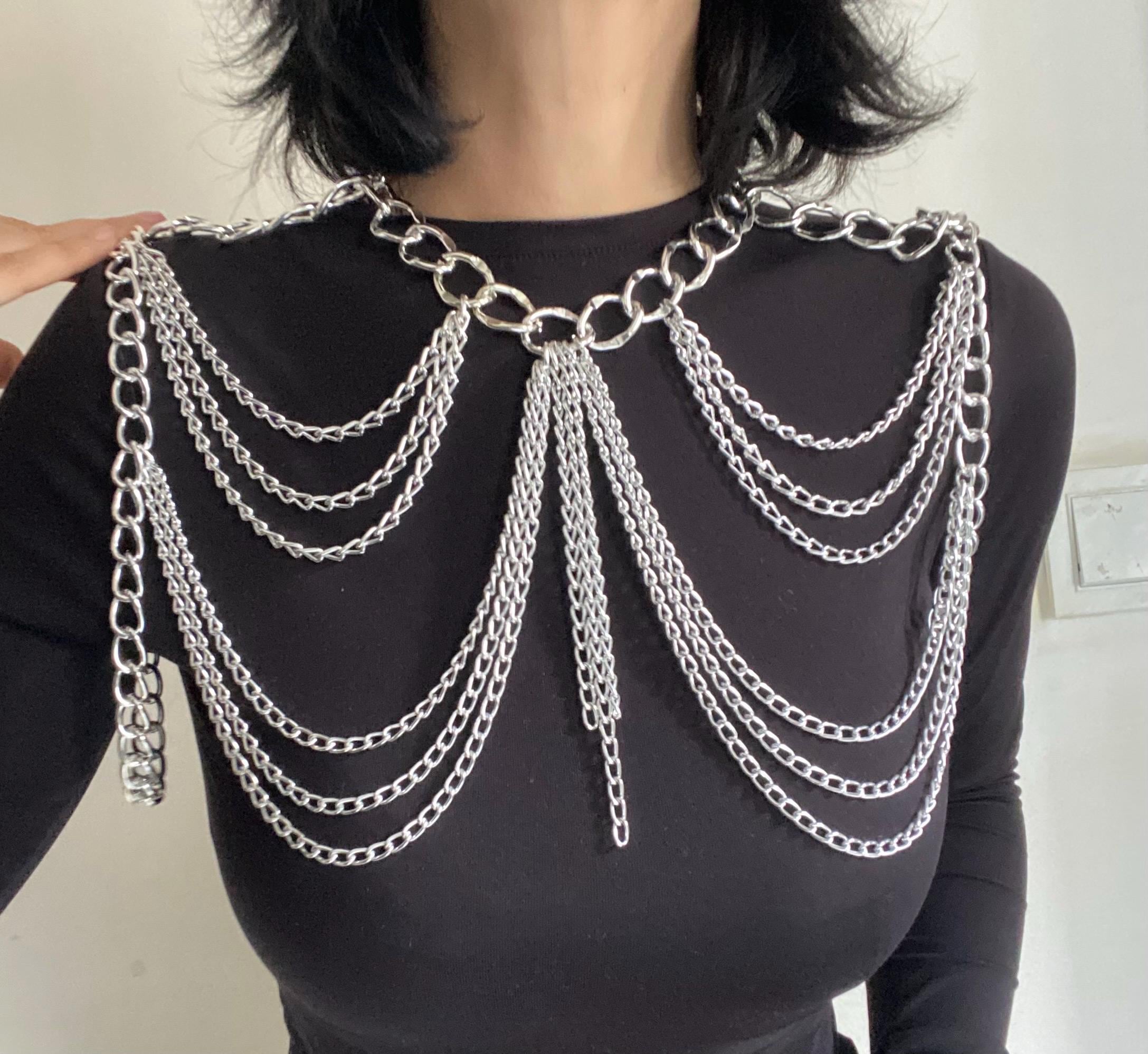 Layered Gold Shoulder Chain: Fringed Boho Body Jewelry - Etsy