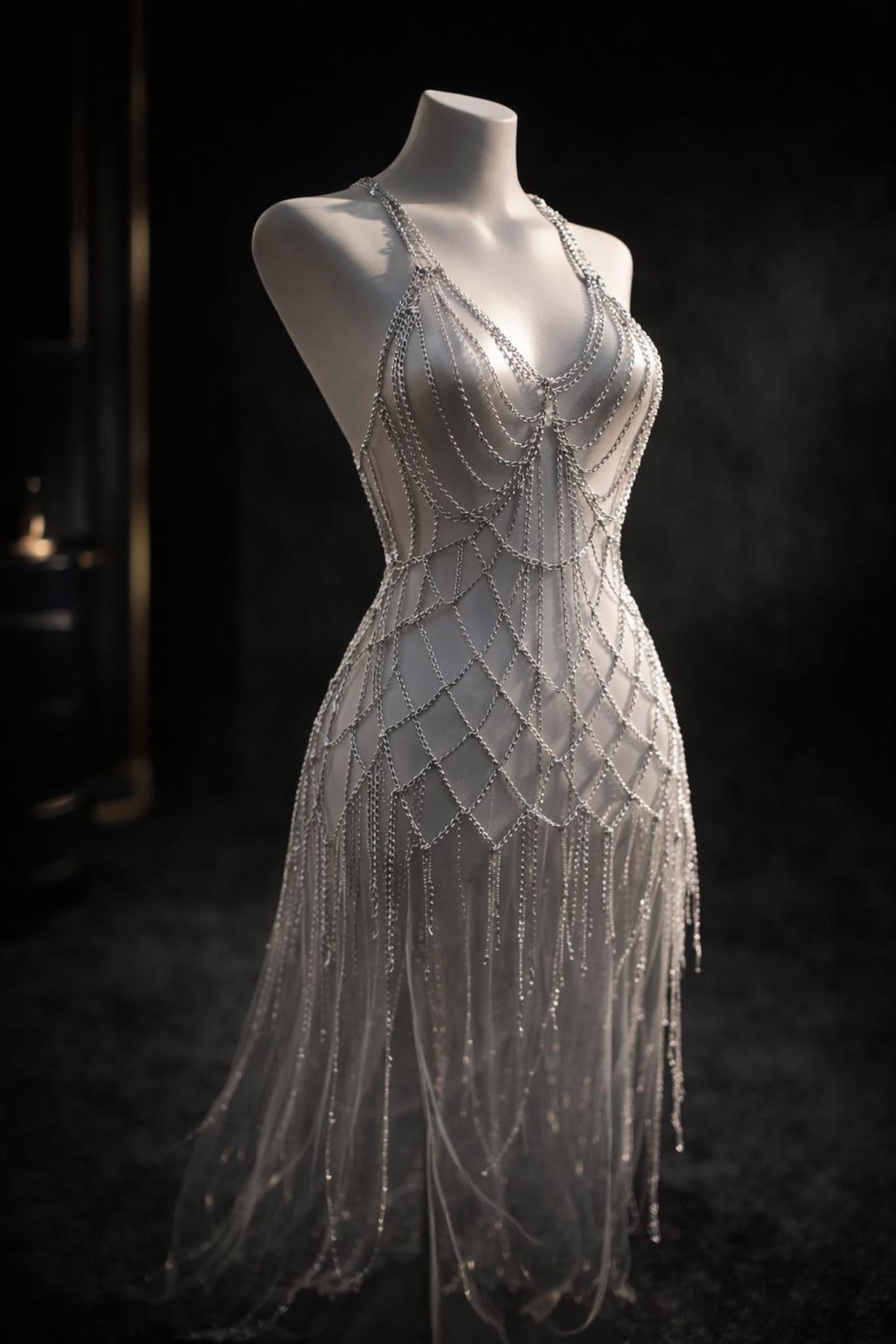 Chain Dress in Silver, Gold & Black, Luxury Body Jewelry Dress, Couture ...
