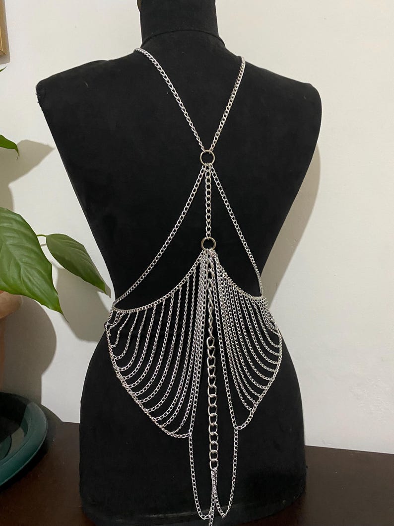 Silver Back Body Chain • Draped Festival Harness Jewelry - Etsy