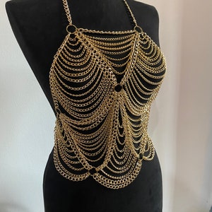 Gold Multi Layered Body Chain Bralette: Rave Festival Top - Etsy
