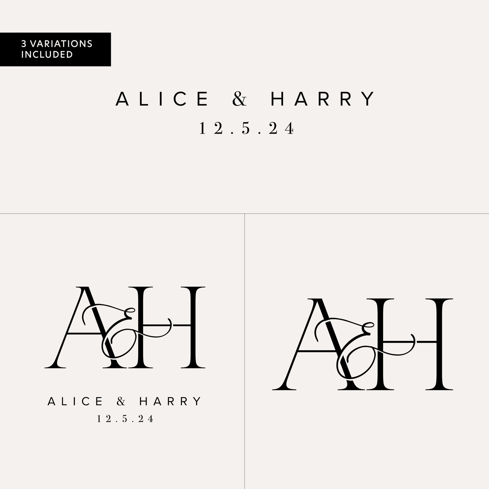 Wedding Monogram Design Couple Logo, Wedding Branding Monogram Template ...