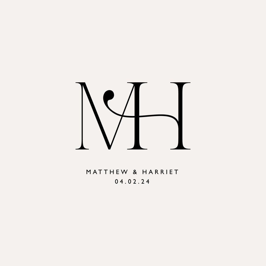 Wedding Monogram Minimalist, Wedding Couple Logo, Elegant Wedding ...