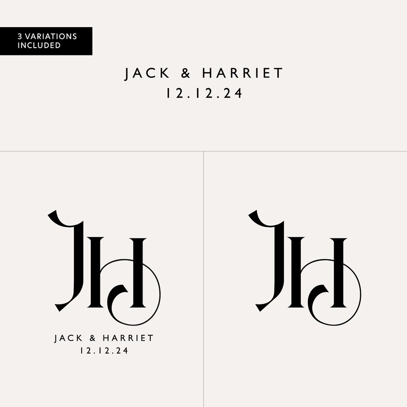 Modern Wedding Monogram, Couple Monogram for Wedding, Custom Wedding ...