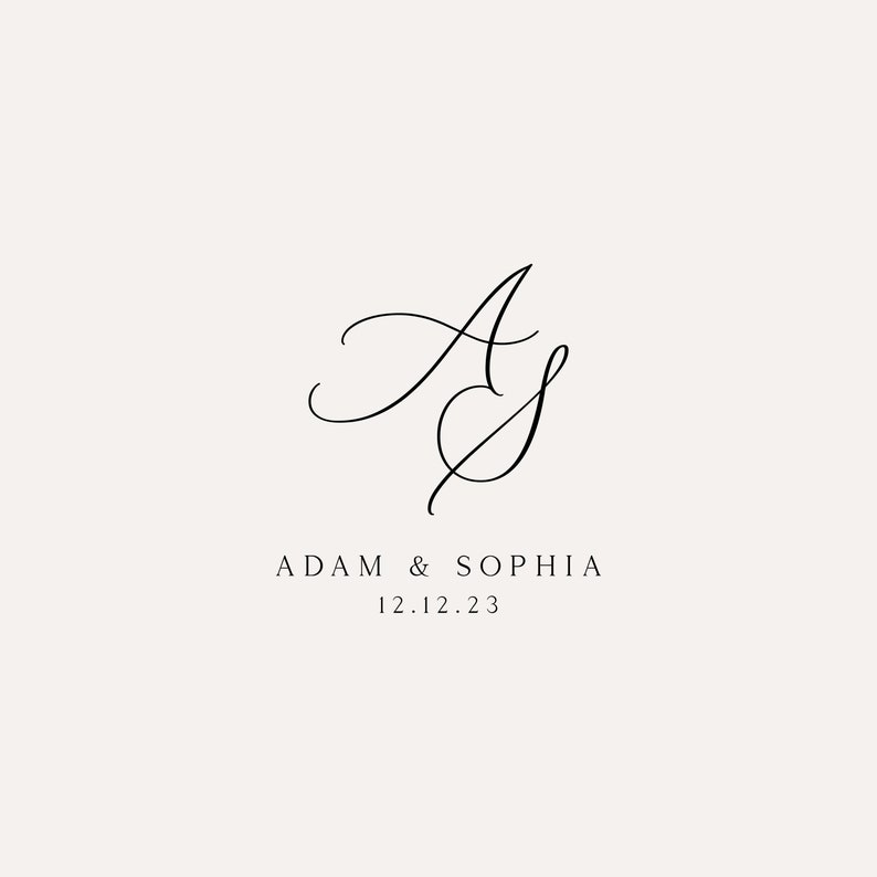 Simple Wedding Monogram Script Wedding Monogram Template - Etsy