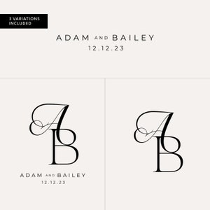 Couple Monogram for Wedding, Wedding Monogram Template, Elegant Logo ...