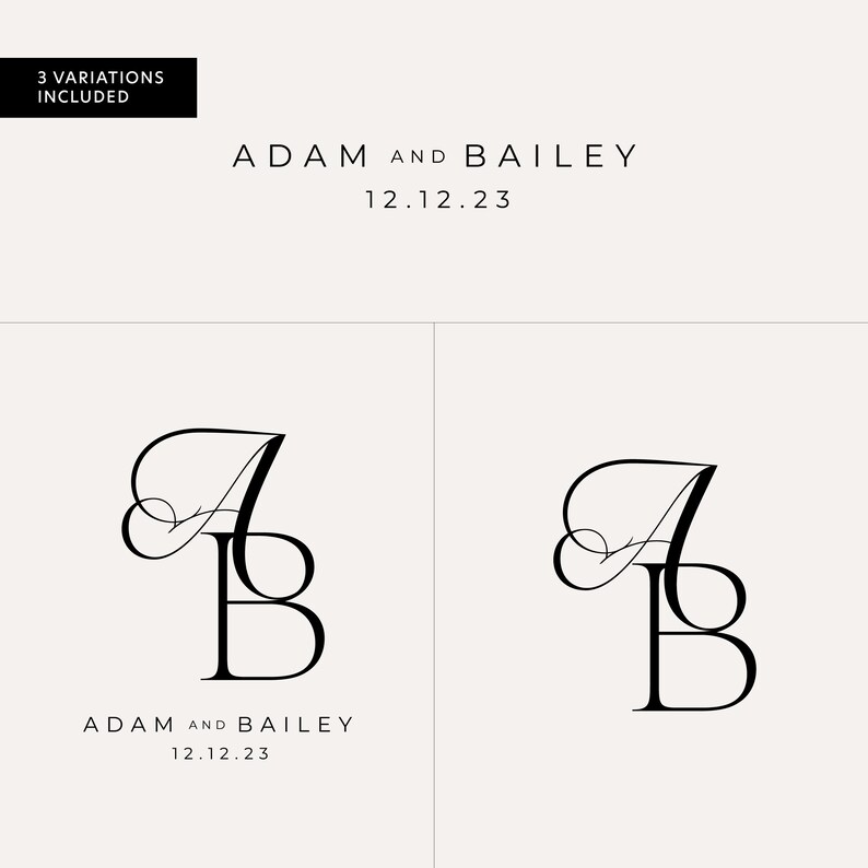 Couple Monogram for Wedding Wedding Monogram Template - Etsy