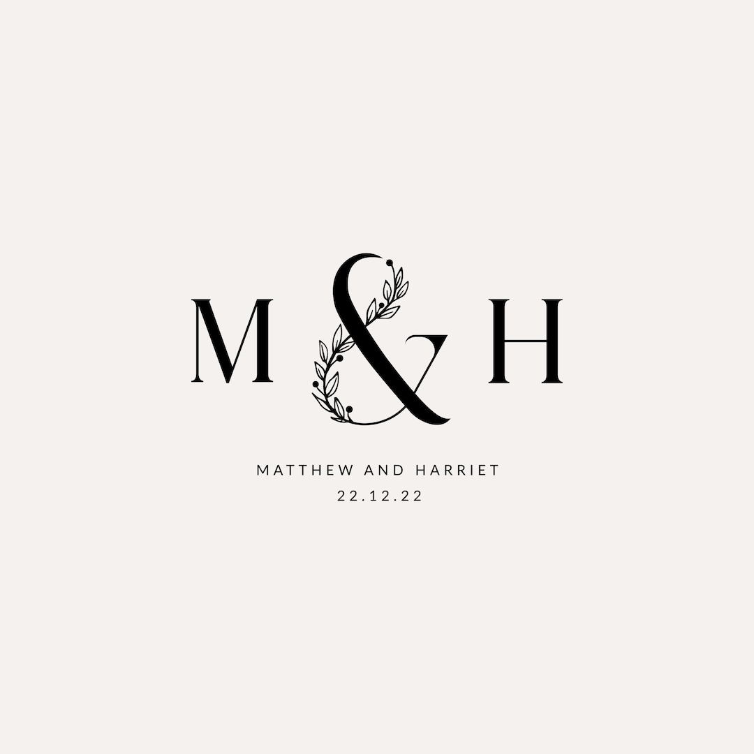 Elegant Wedding Monogram, Premade Logo Design, Wedding Couple Logo ...