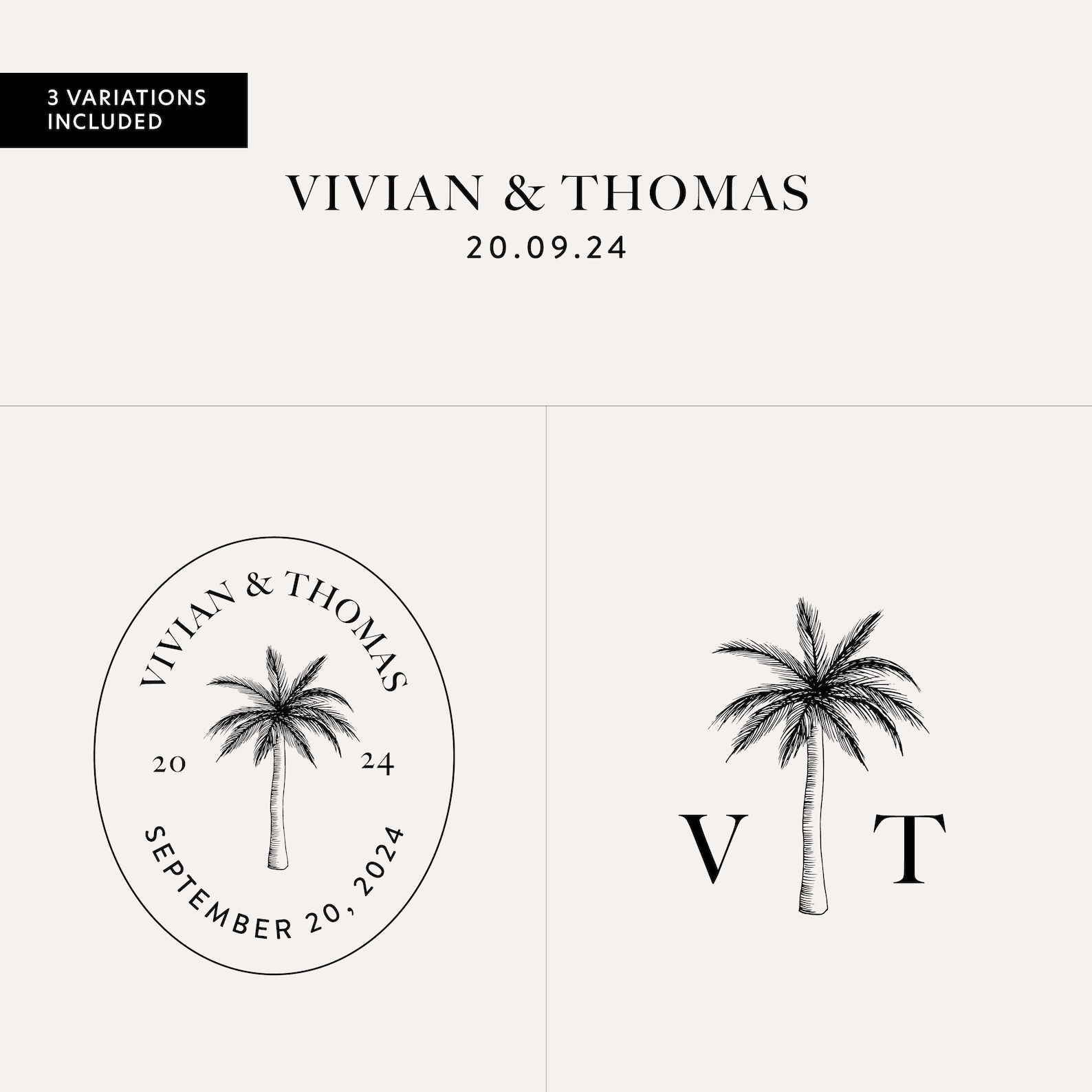 Palm Tree Wedding Monogram, Beach Destination Tropical Monogram SVG - Etsy