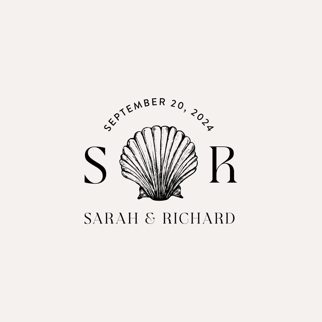 Beach Wedding Monogram for Invitation, Beach Themed Wedding, Wedding ...