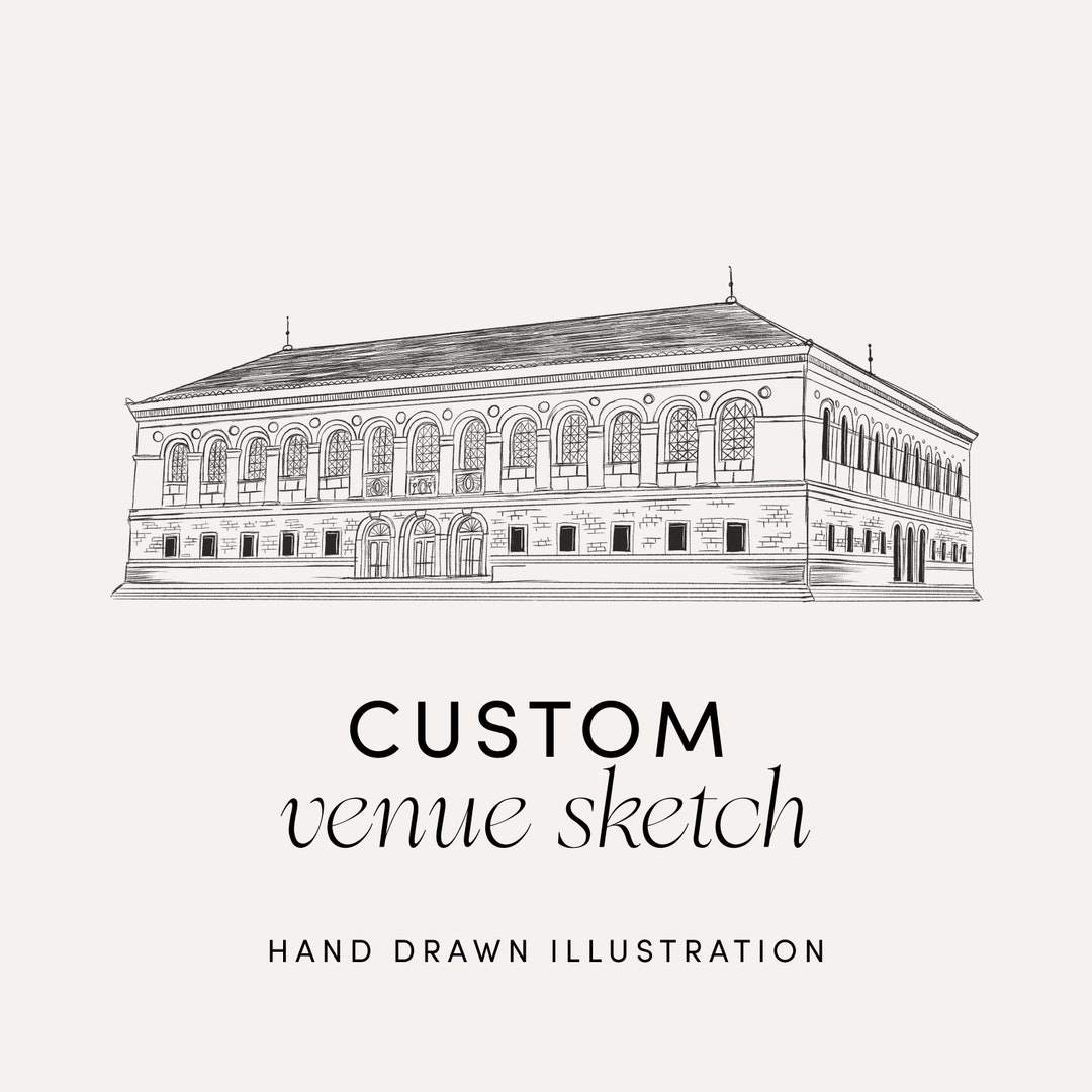 Wedding Venue Illustration, Custom Building Sketch, Wedding Venue ...