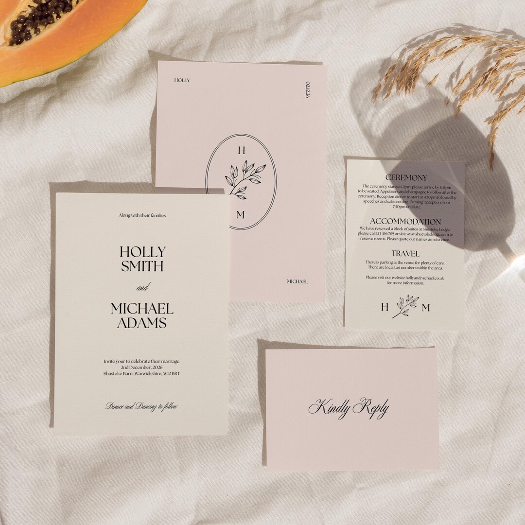 Editable Elegant Wedding Invitation Suite, Elegant Modern Minimalist Invite Rsvp, Wedding ...