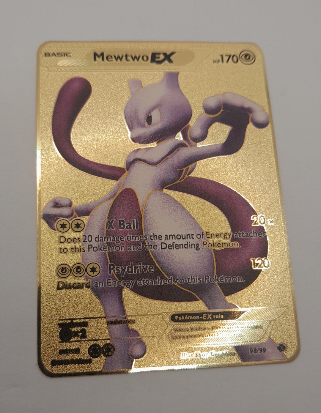 Mewtwo Ex Gold Metal Custom Collectable Pokemon Card Top - Etsy