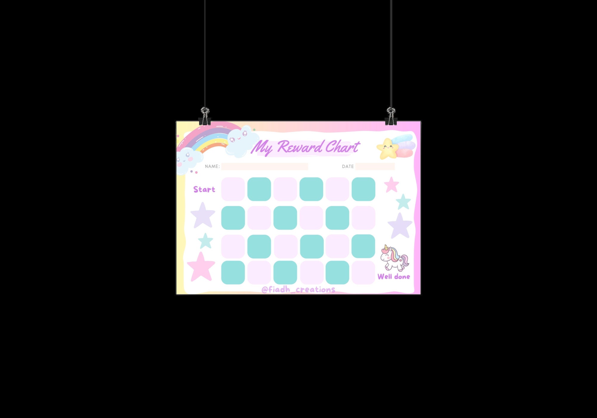 Unicorn Reward Chart PDF | Digital Download| Stars | Rainbow ...