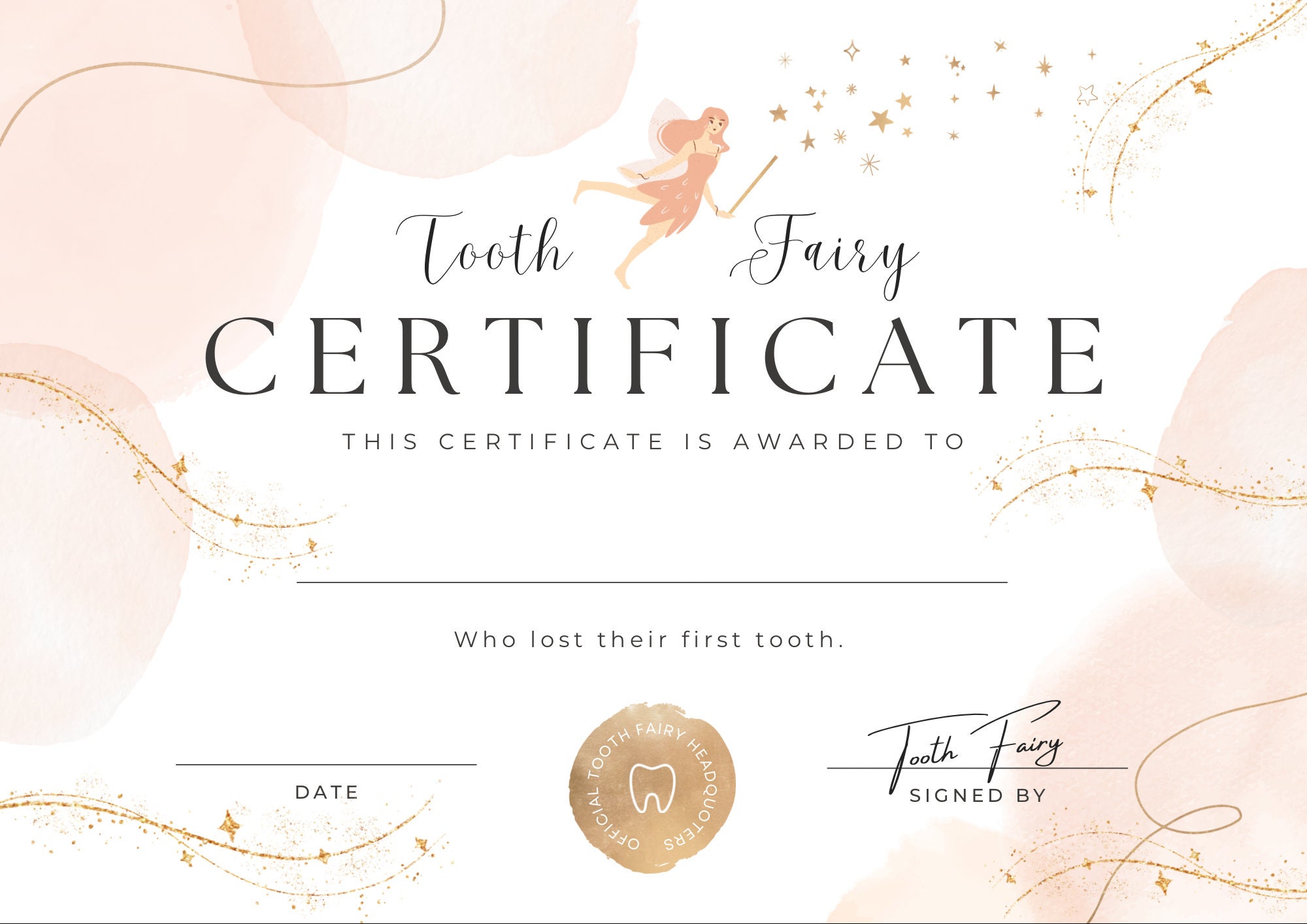 Tooth Fairy Certificate | PDF | First Tooth | Keepsake | Digital ...