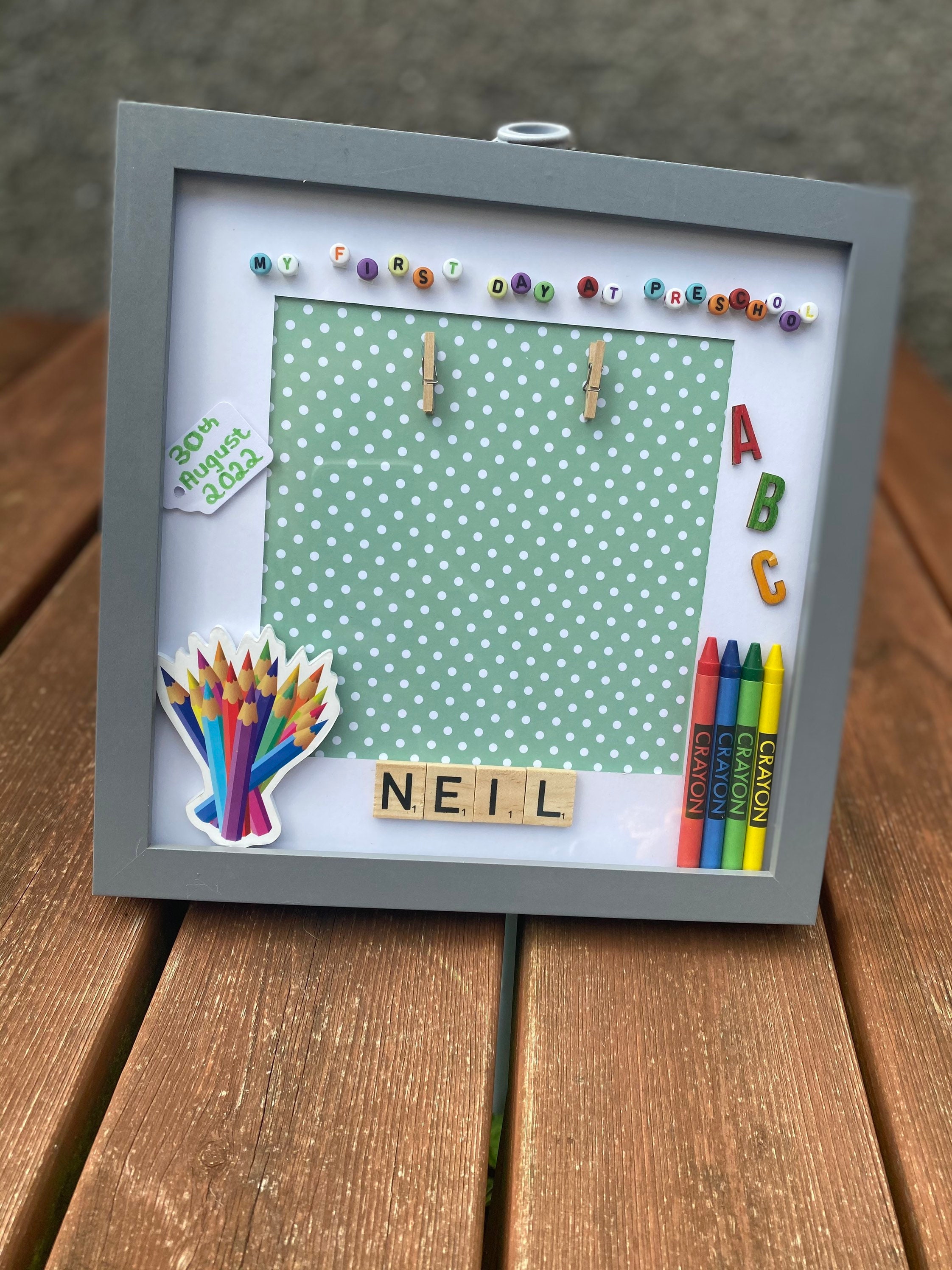 Pre-school Frame ABC Crayon Art Children School Education Colourful ...