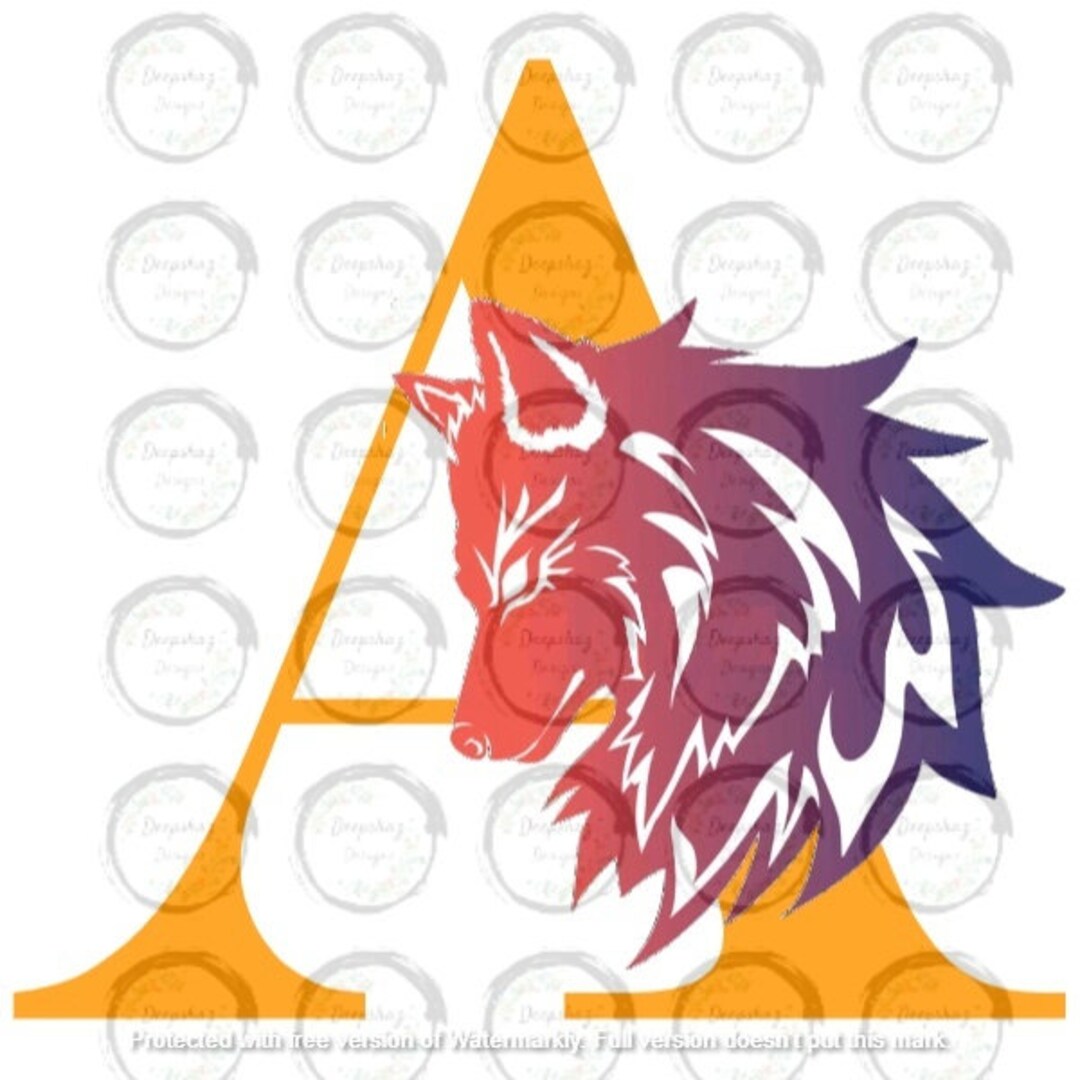 Wolf Face With Letter A (yellow) Png File - Msg for Variations in ...