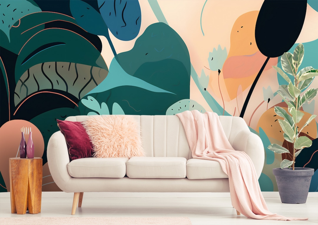 Abstract Wallpaper Mural With Delicate Matisse-inspired - Etsy