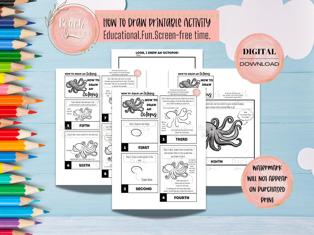 How to Draw an Octopus Printable Activity. Screen-free Time ...