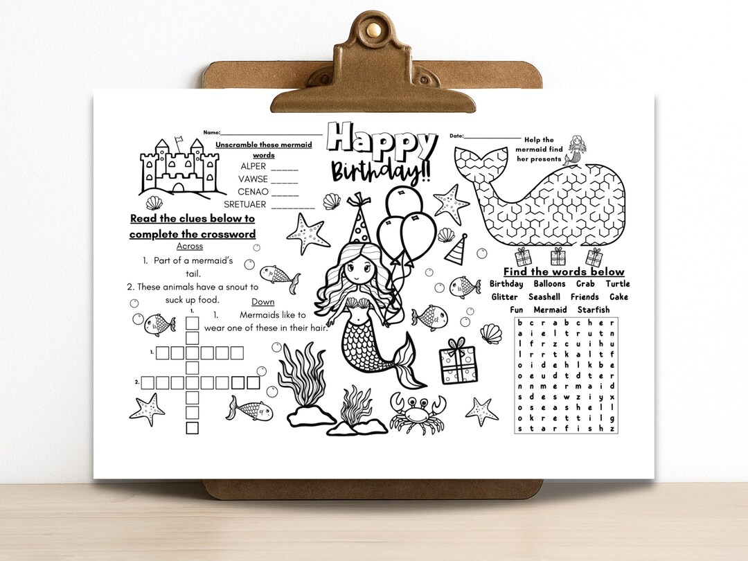 Printable Mermaid Activity Sheet | Non-editable - Etsy