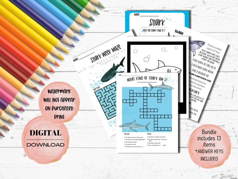 Shark Birthday Party, Game Fun Pack, Shark Print, Ocean Inspired ...