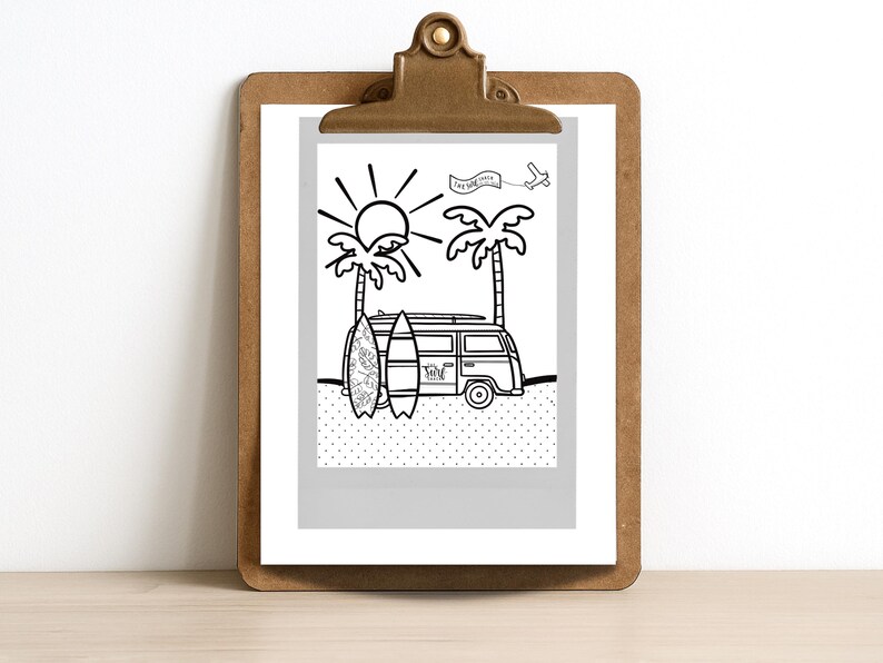 Printable Coloring Page Bundle | the Surf Shack | Surfboards and Palm ...