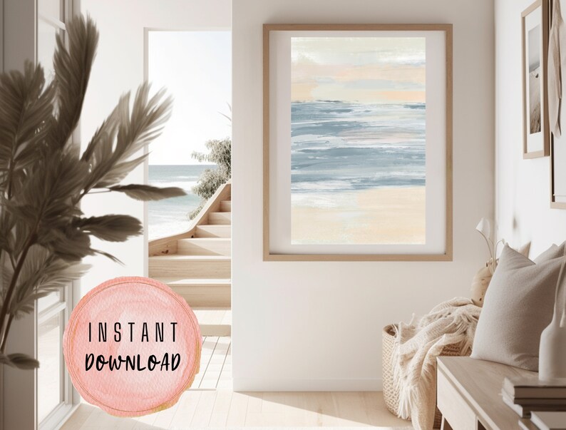 Neutral Beach Art, Neutral Prints, Instant Download, Modern Beach Art ...