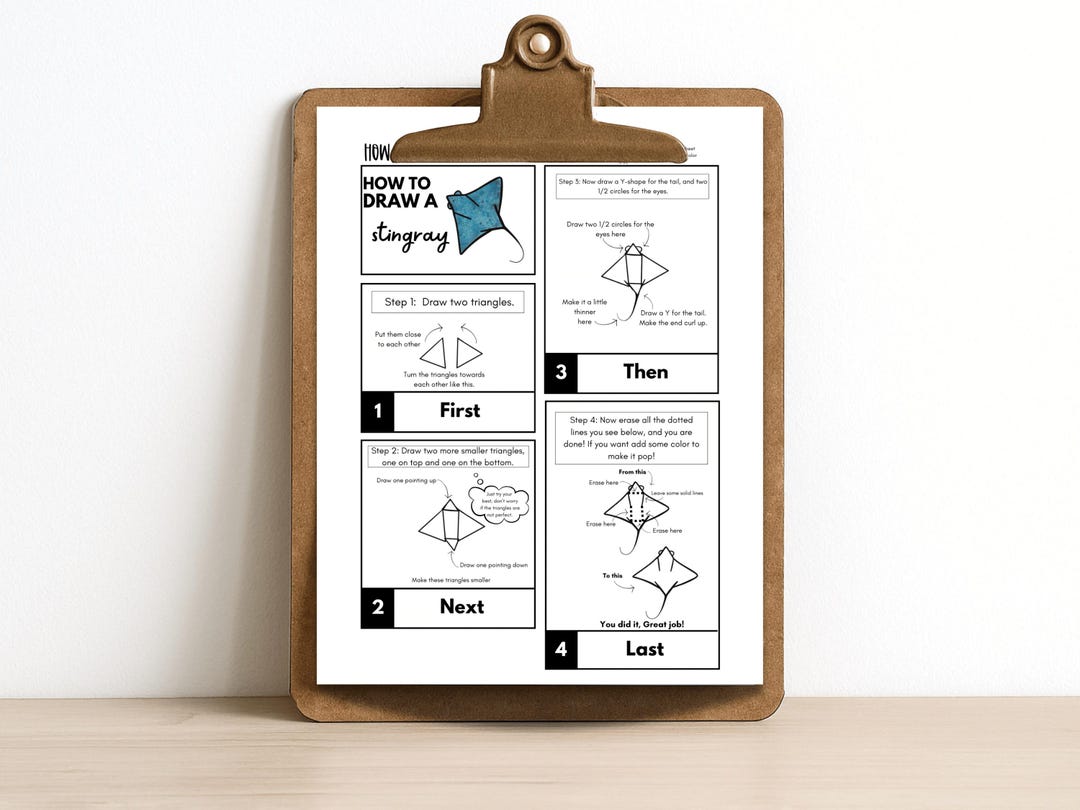 How to Draw Stingray Activity | Directed Drawing Shapes for Kids ...
