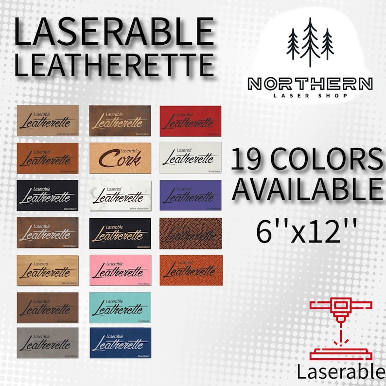 6" X 12" Leatherette Sheets, Laserable Engraving Supplies, Glowforge ...