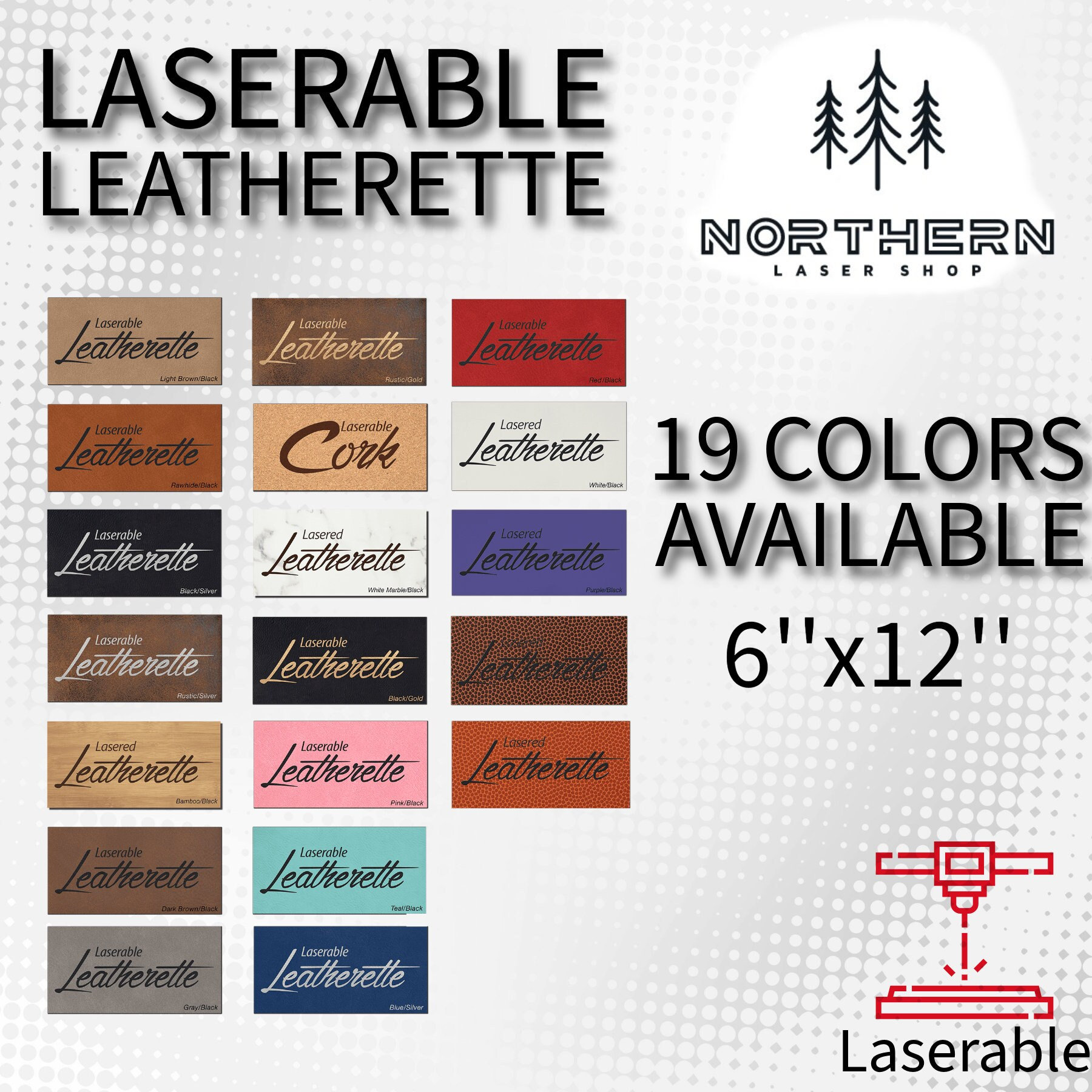 6" X 12" Leatherette Sheets, Laserable Engraving Supplies, Glowforge ...