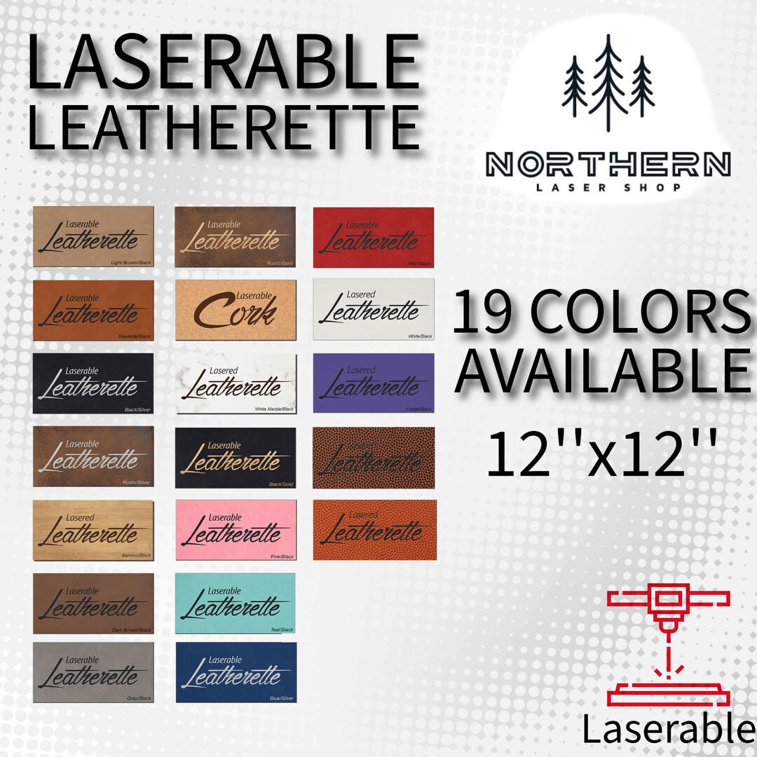 12" X 12" Leatherette Sheets, Laserable Engraving Supplies, Glowforge, FSL, Xtool, Omtech, Hat ...