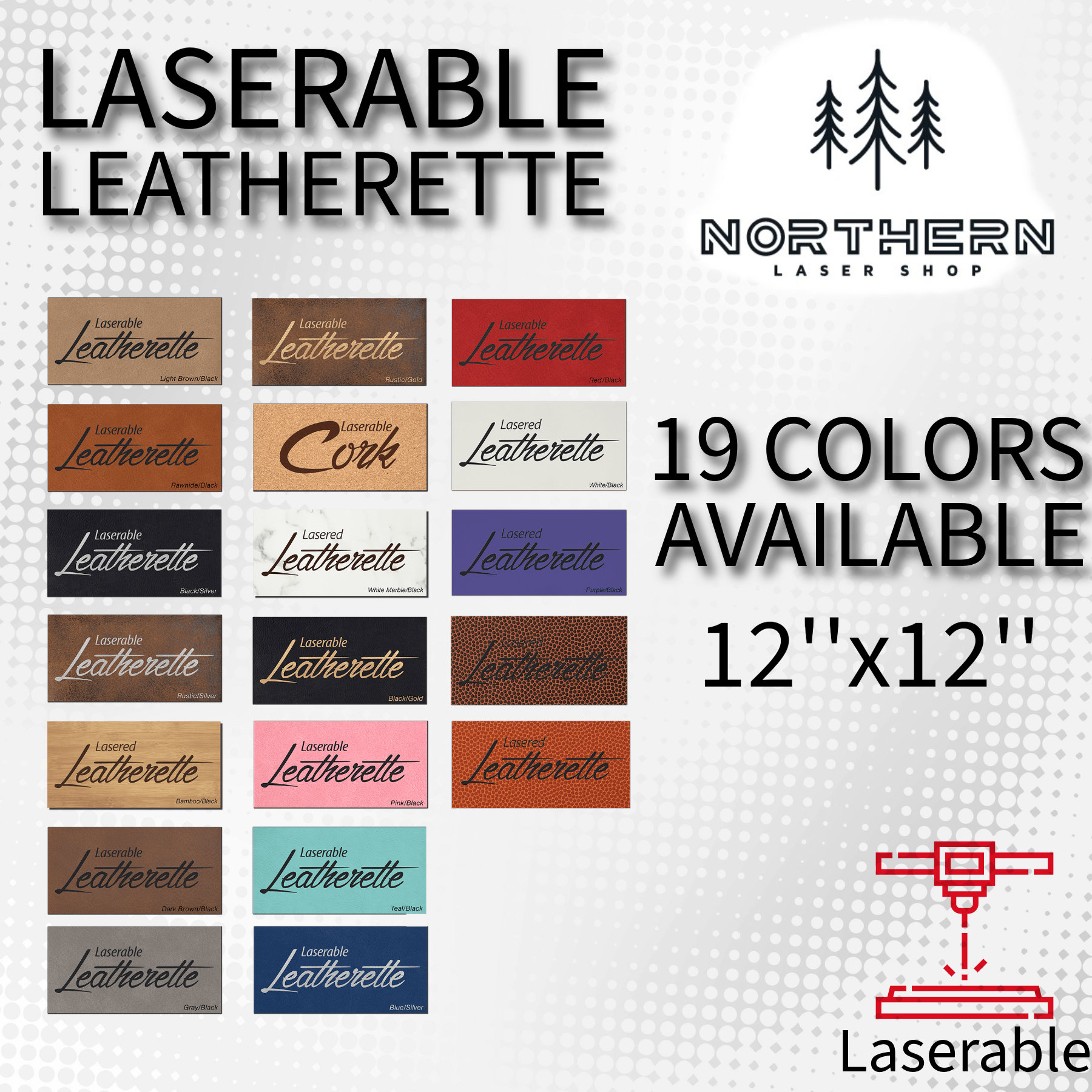 12" X 12" Leatherette Sheets, Laserable Engraving Supplies, Glowforge, FSL, Xtool, Omtech, Hat ...