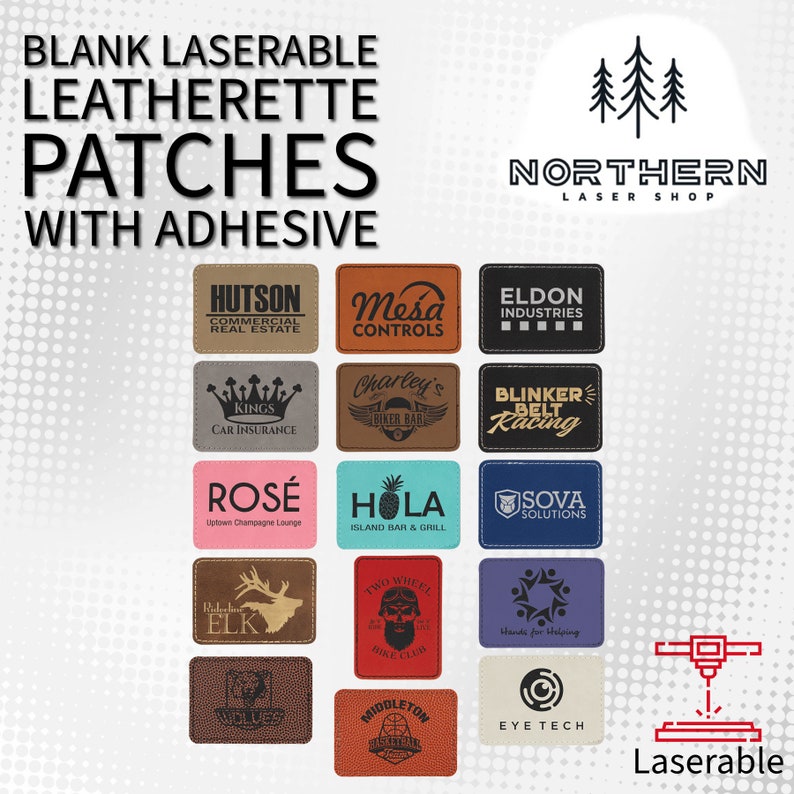 White Leatherette Patches With Heat Adhesive, Rectangle 3"x 2"| Glowforge, Laserable Leatherette ...