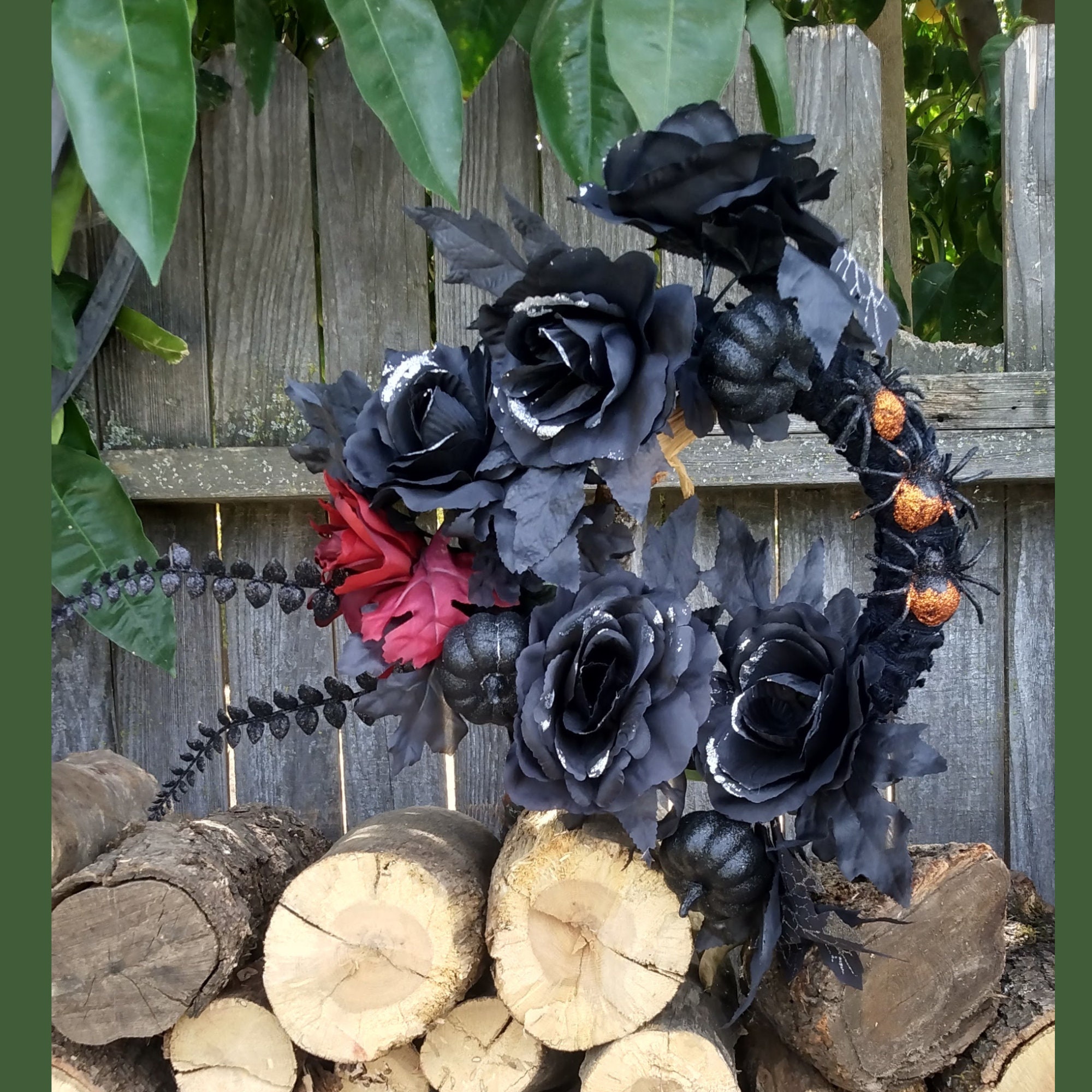 Halloween Gothic Black Flower Dark Red Rose Floral Samhain Dark Fall ...