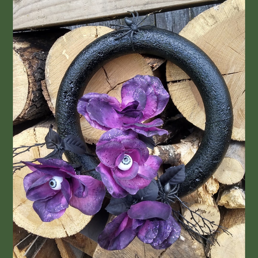 Gothic Wedding Halloween Black Flower Dark Purple Rose Floral Samhain ...