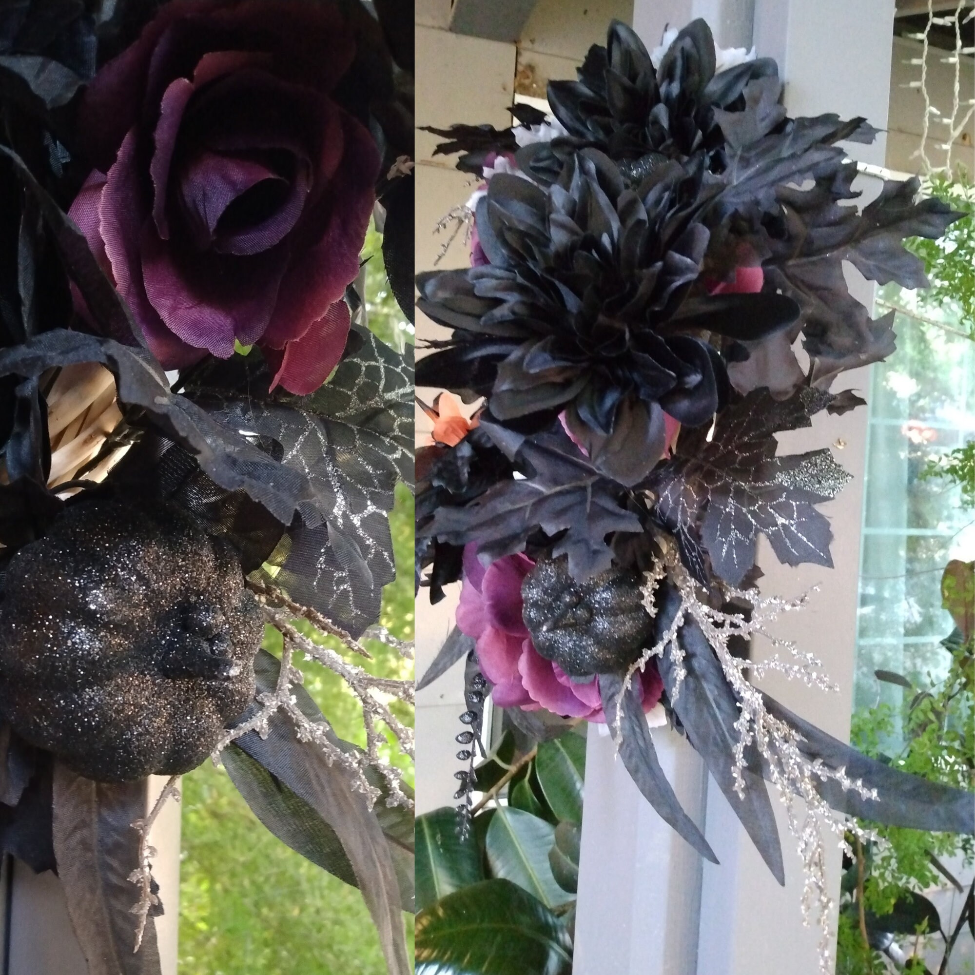 Halloween Gothic Black Dahlia Flower Blue Dark Purple Rose Floral ...