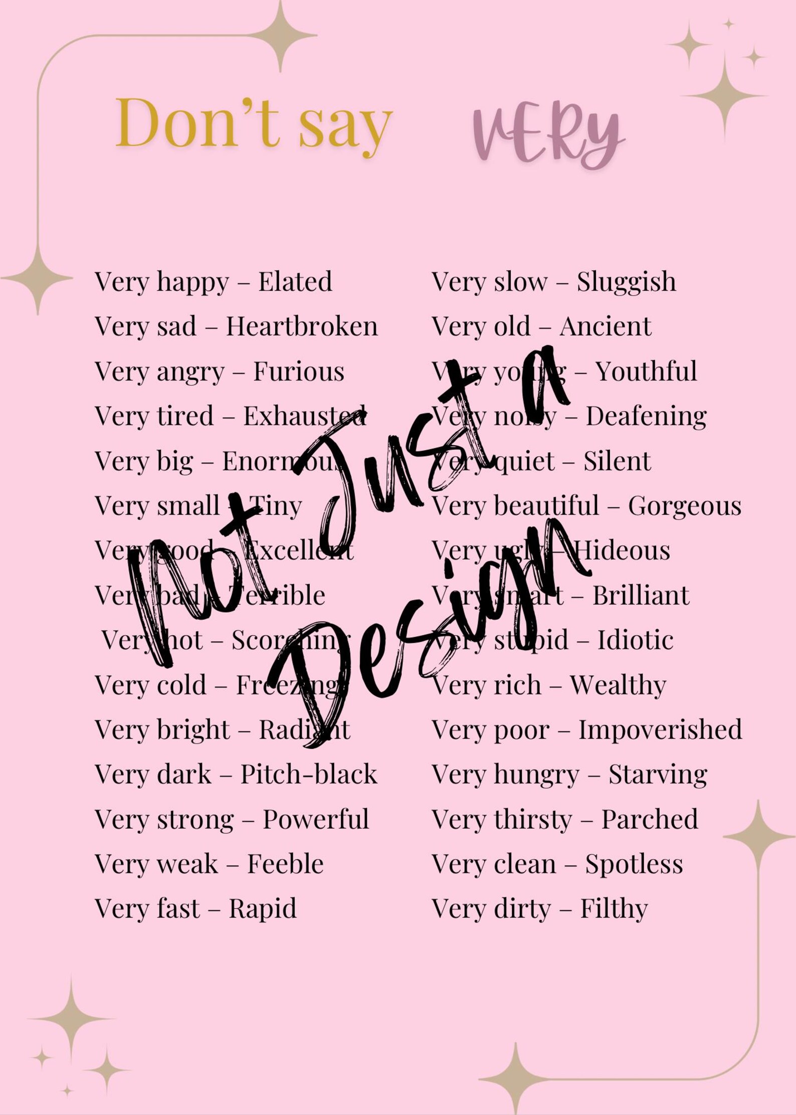 Don’t Say That! A Synonym Cheat Sheet for Writers! - Etsy