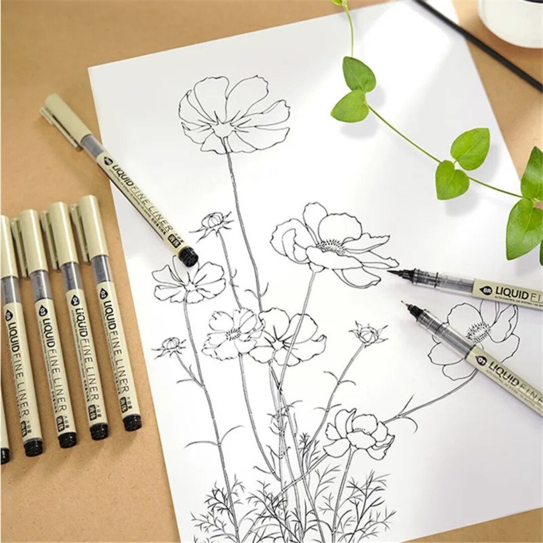 Waterproof Ink Art Markers and Brush Pen for Sketch, Drawing, Pigment ...