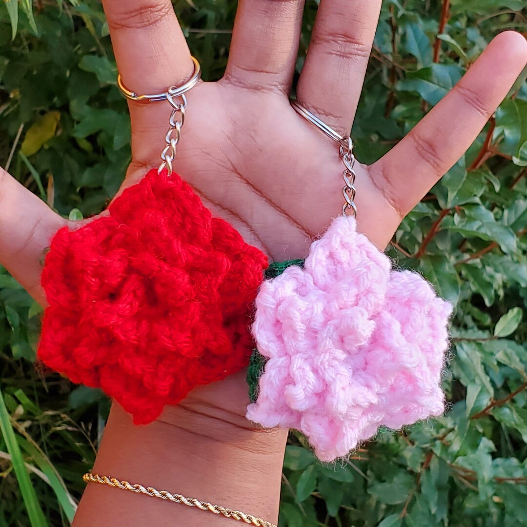 Rose Keychain NO-SEW PDF Crochet Pattern Peony Amigurumi Photo - Etsy