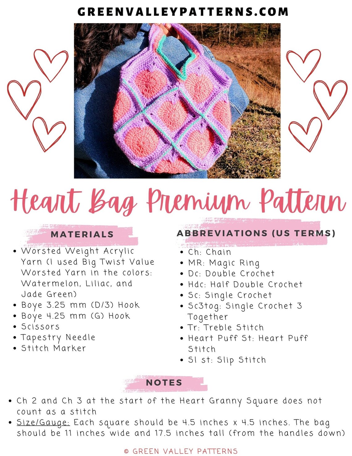 Granny Square Heart Tote Bag PDF Pattern Instant Download - Etsy