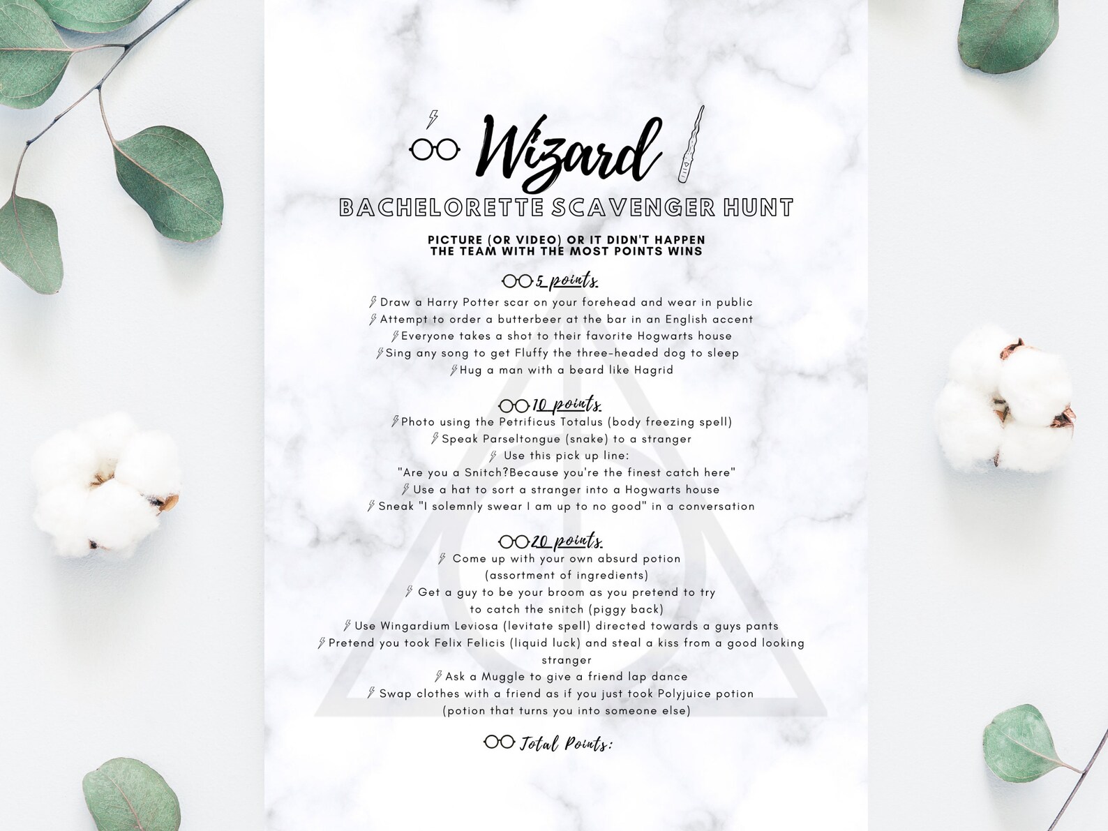 Wizard Bachelorette Scavenger Hunt, Magic Scavenger Hunt, Printable ...