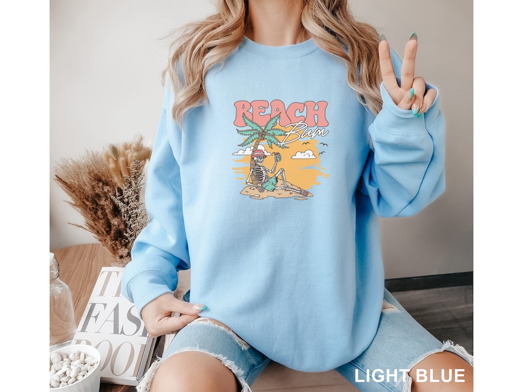 Beach Bum Skeleton Palm Tree Beach Vacation Summer Shirt for Women ...