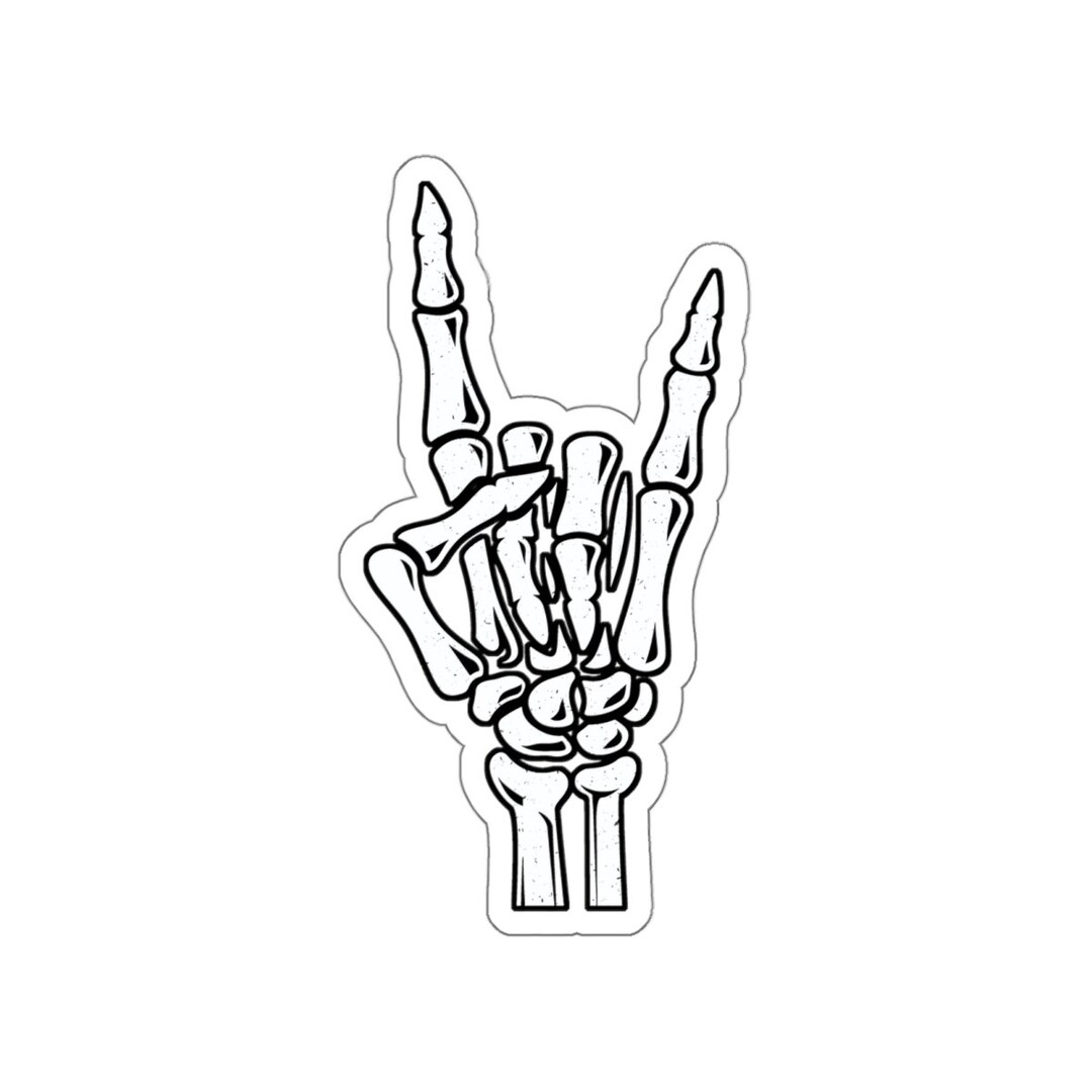 Keep Rocking Devil Horns Skeleton Hand Sticker Clean Indoor Outdoor ...