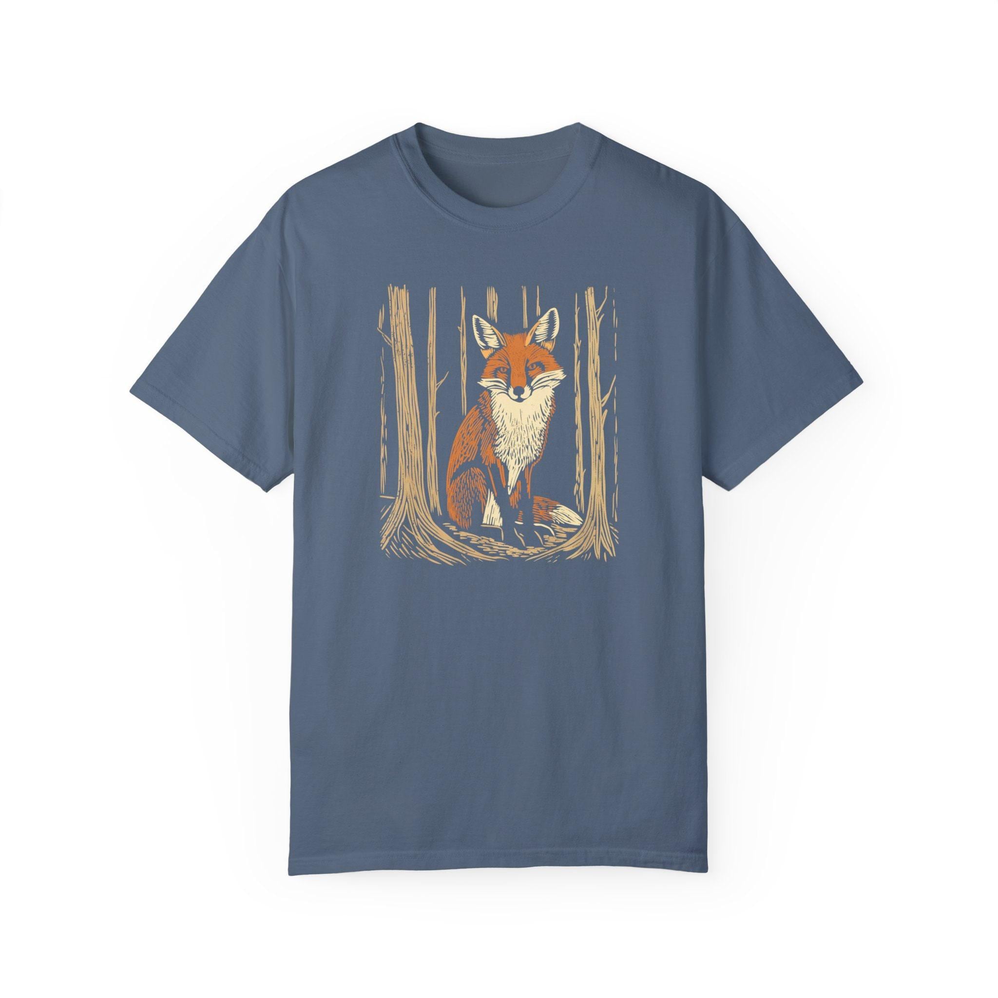 Cottagecore Fox Forest, Linocut, Camping Outdoors Forestcore, Gift for ...