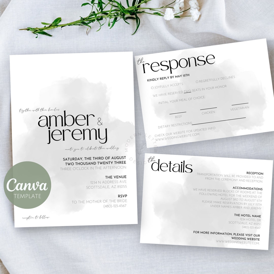 Wedding Bundle Invitation Suite Template | Invitation, Details & RSVP ...