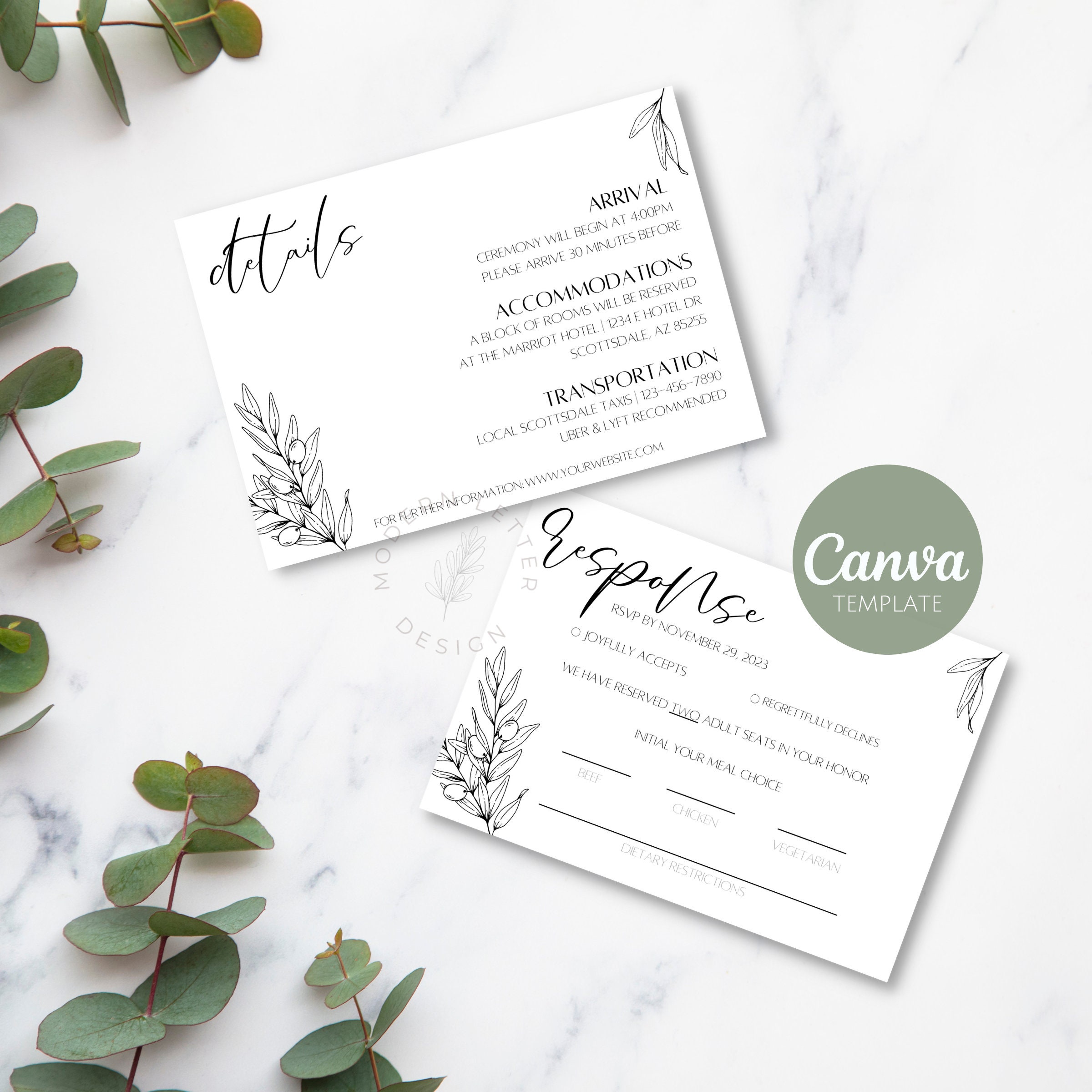 Wedding Bundle Invitation Suite Template | Invitation, Details & RSVP ...